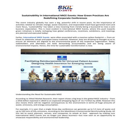 Sustainable International MICE Events | SKIL Events | PDF