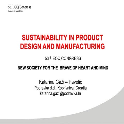Sustainability In Product Design And Manufacturing | PPT