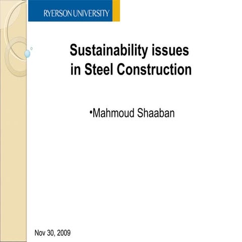 Sustainability In Steel Construction | PPT