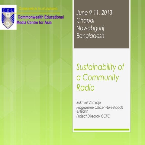 Sustainability of a Community Radio | PPT
