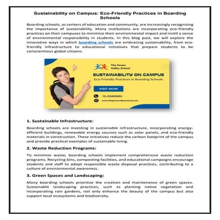 Sustainability on Campus Eco-Friendly Practices in Boarding Schools | PDF