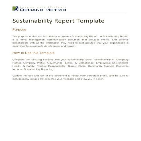 Sustainability Report Template | DOC