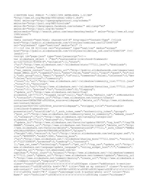 Sustainable livelihood framework and asset pentagon | PPTX