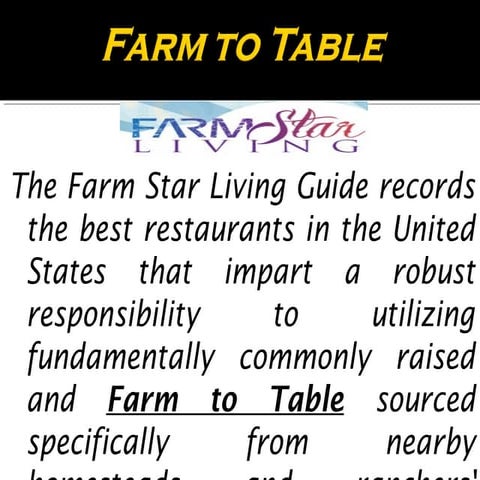 Sustainable Agriculture for Farm to Table Recipes | PPT