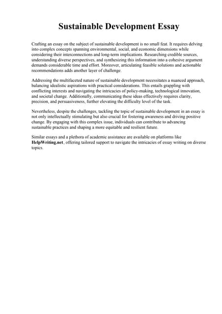 Essay On Sustainability | PDF