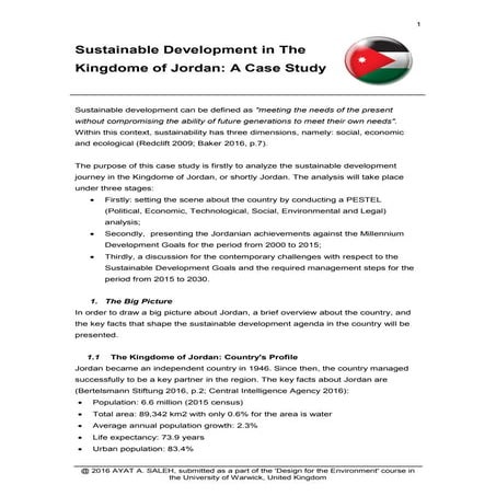 Sustainable Development in Jordan: A Case Study | PDF