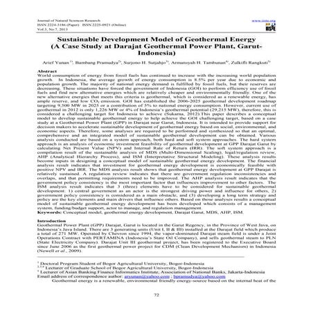 Sustainable development model of geothermal energy | PDF