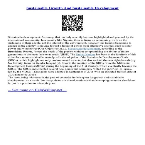 Sustainable Growth And Sustainable Development | PDF