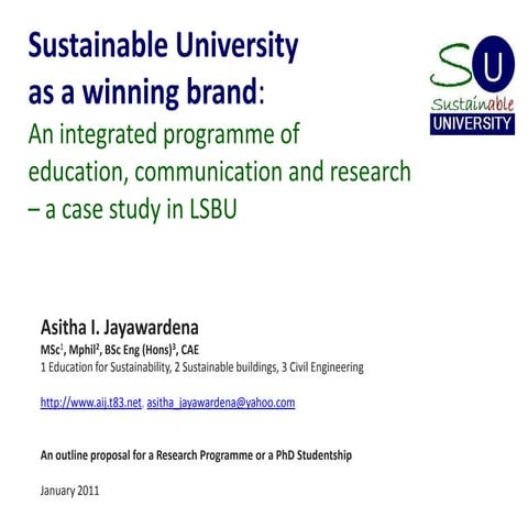 Sustainable University (with LSBU as the case) slideshow | PPSX