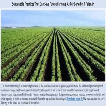 Sustainable Practices That Can Save Future Farming, As Per Benedict T ...