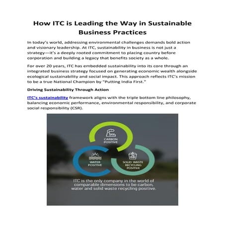 Sustainability at ITC | Leading Low-Carbon Growth & Corporate ...