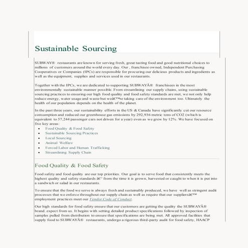 Sustainable sourcing | DOCX
