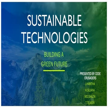 Eco-Friendly Technologies: Paving the Way to a Sustainable Future | PDF