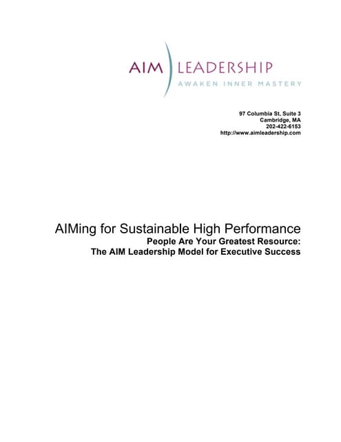 Sustaining High Performance Aim | PDF Sustaining High Performance Aim | PDF