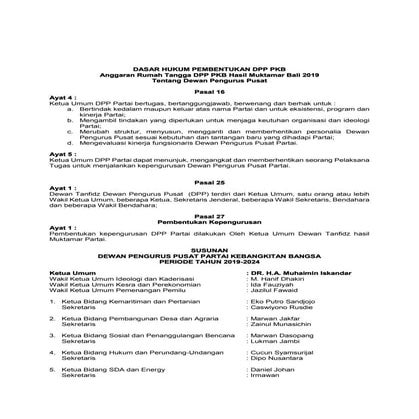 Susunan DPP PKB 2019-2024 | PDF