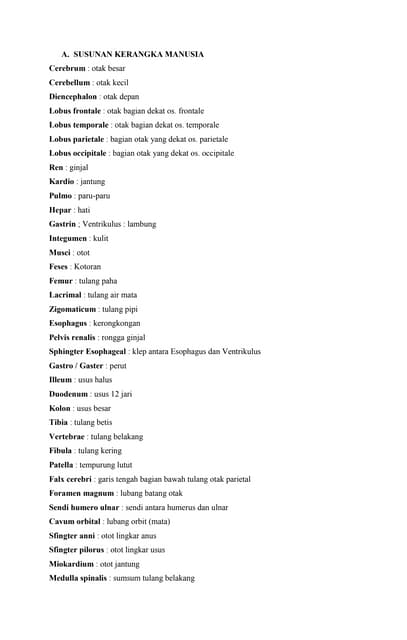 Nama latin organ tubuh manusia | DOCX