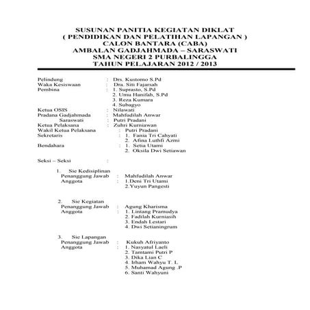 Contoh Susunan Panitia | DOCX