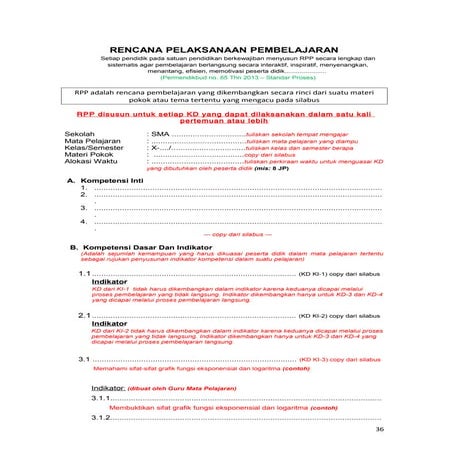 Format rpp untuk guru kreatif | DOC