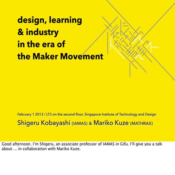 design, learning & industry in the era of the Maker Movement | PDF ...