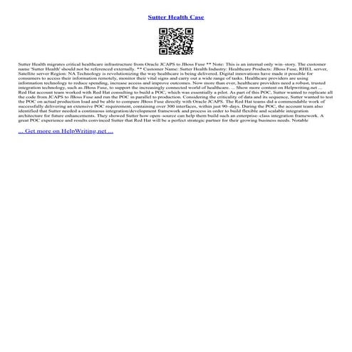 Sutter Health Case | PDF
