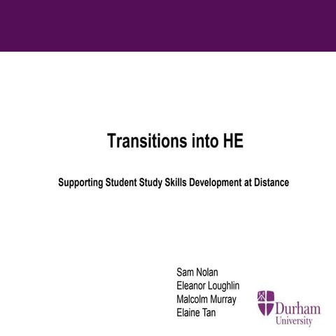 Transitions into HE - Project Overview | PPT
