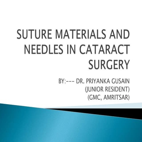 Suture materials and needles in cataract 1. | PPT