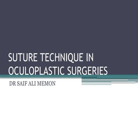 SUTURE TECHNIQUE IN OCULOPLASTIC SURGERIES | PPTX