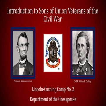 Intoduction Presentation to Sons of Union Veterans of the Civil War | PPSX