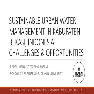 Suwm in kabupaten bekasi, indonesia, challenges and opportunities | PPT