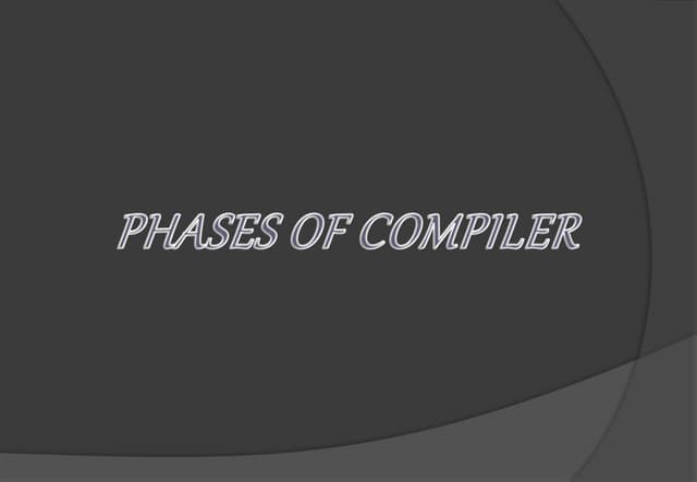 The Analysis Synthesis Model Of Compilation 3026