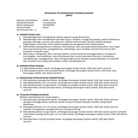 RPP ekonomi SMA X | PDF