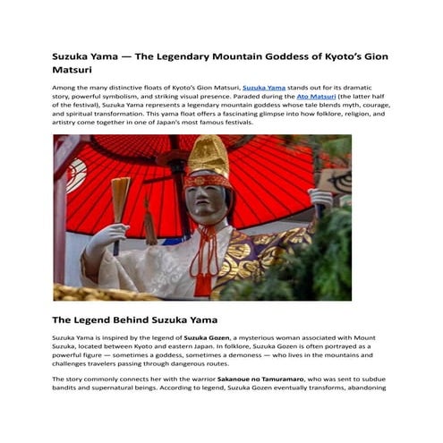 Suzuka Yama — The Legendary Mountain Goddess of Kyoto’s Gion Matsuri | PDF