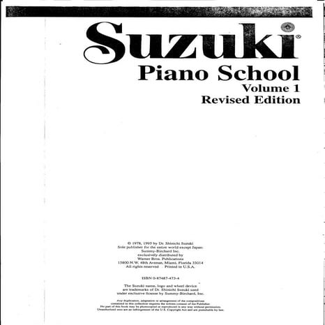 Suzuki piano-school-volume-1 | PDF
