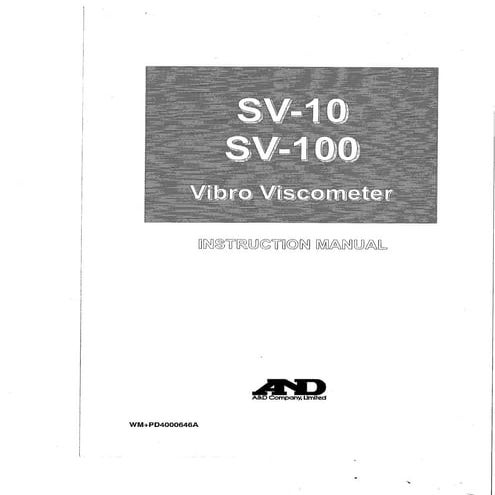 manual usuario viscosimetro vibracional Sv10 sv100 | PDF