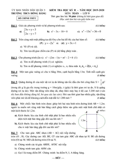 Đề Thi HK2 Toán 9 - THCS Đống Đa | PDF