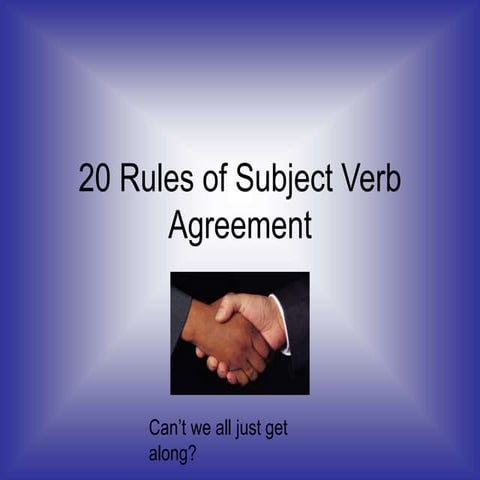Subject-Verb Agreement a powerpoint presentation | PPT