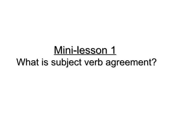 Subject-Verb Agreement - Basic Rules | PPTX