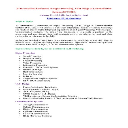Call for Paper - 3rd International Conference on Signal Processing, VLSI Design & Communication ...