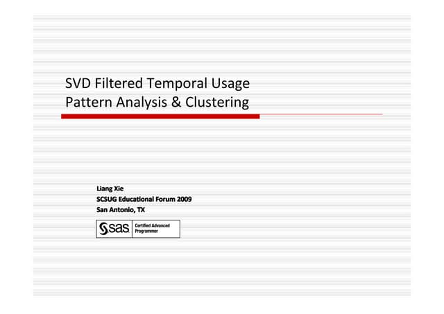 Svd Filtered Temporal Usage Clustering Ppt