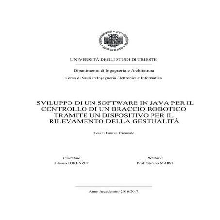Sviluppo di un software in Java per il controllo di un braccio robotico ...
