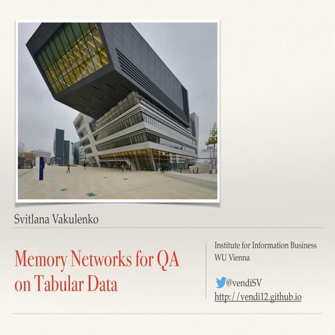 Memory Networks for Question Answering on Tabular Data | PDF | Databases | Computer Software and ...