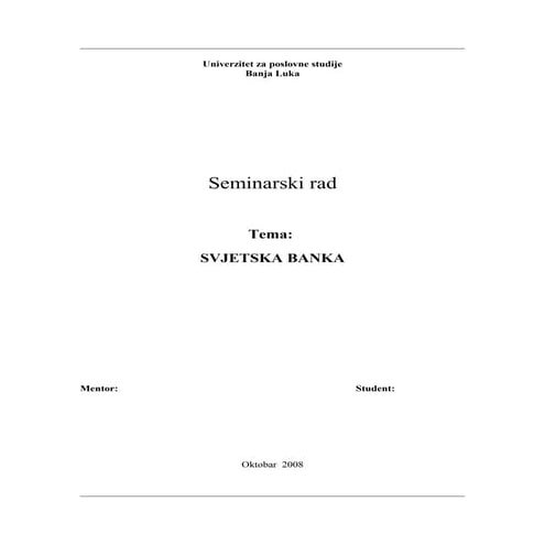 Svjetska banka bankarstvo | DOC