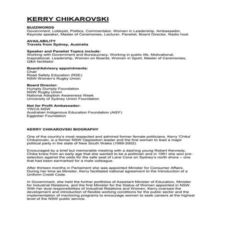 Kerry Chikarovski - Biography | DOCX | Politics