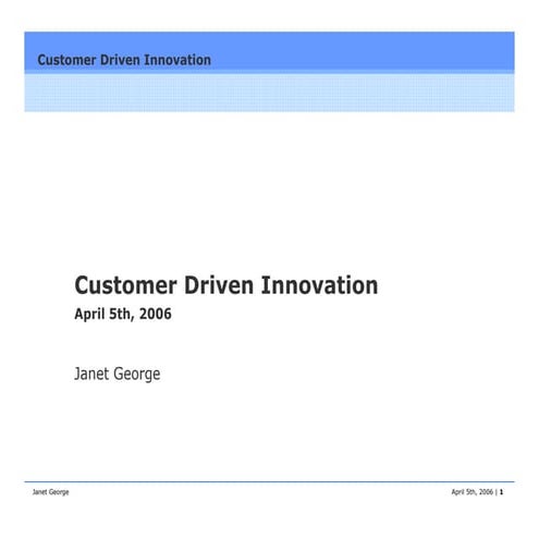 Customer Driven Innovation | PDF