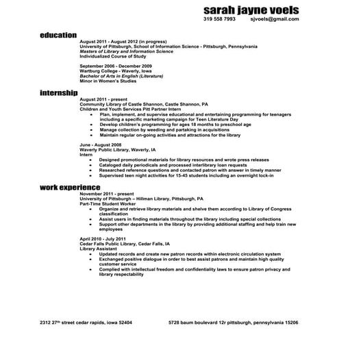 Sarah Voels Resume | PDF