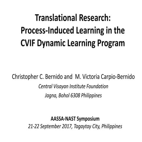 S&W 2.2 Translational Research Process-Induced Learning in the CVIF ...