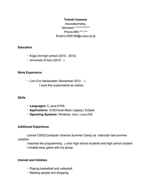 Emilia Kopala Resume 2016 | DOC