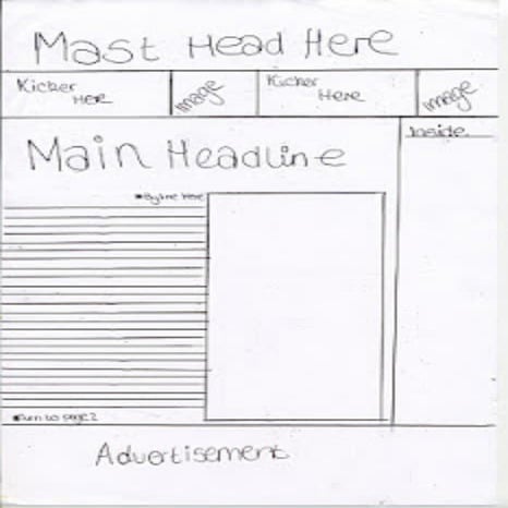 The inside page layout for my Final Newspaper design: | PDF
