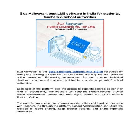 Hybrid Learning via Top LMS in India for K-8 students | PDF