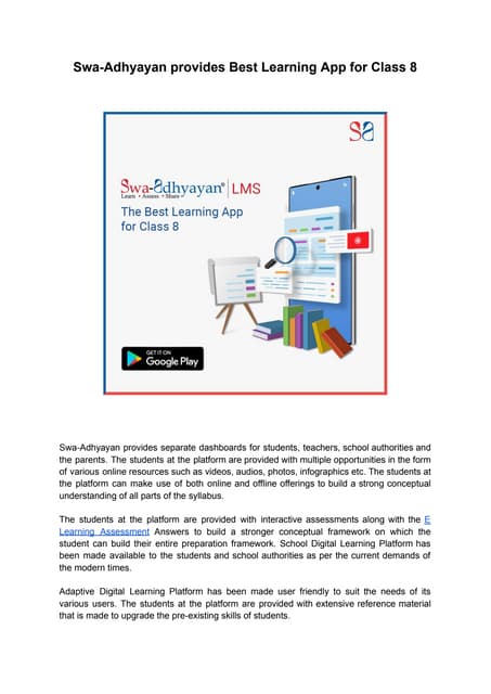 Swa-Adhyayan, the latest LMS for education for K-8 students.pdf ...